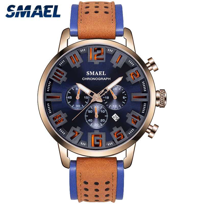 Jual SMAEL Casual Sport Mens Watches Top Brand Military Leather ...