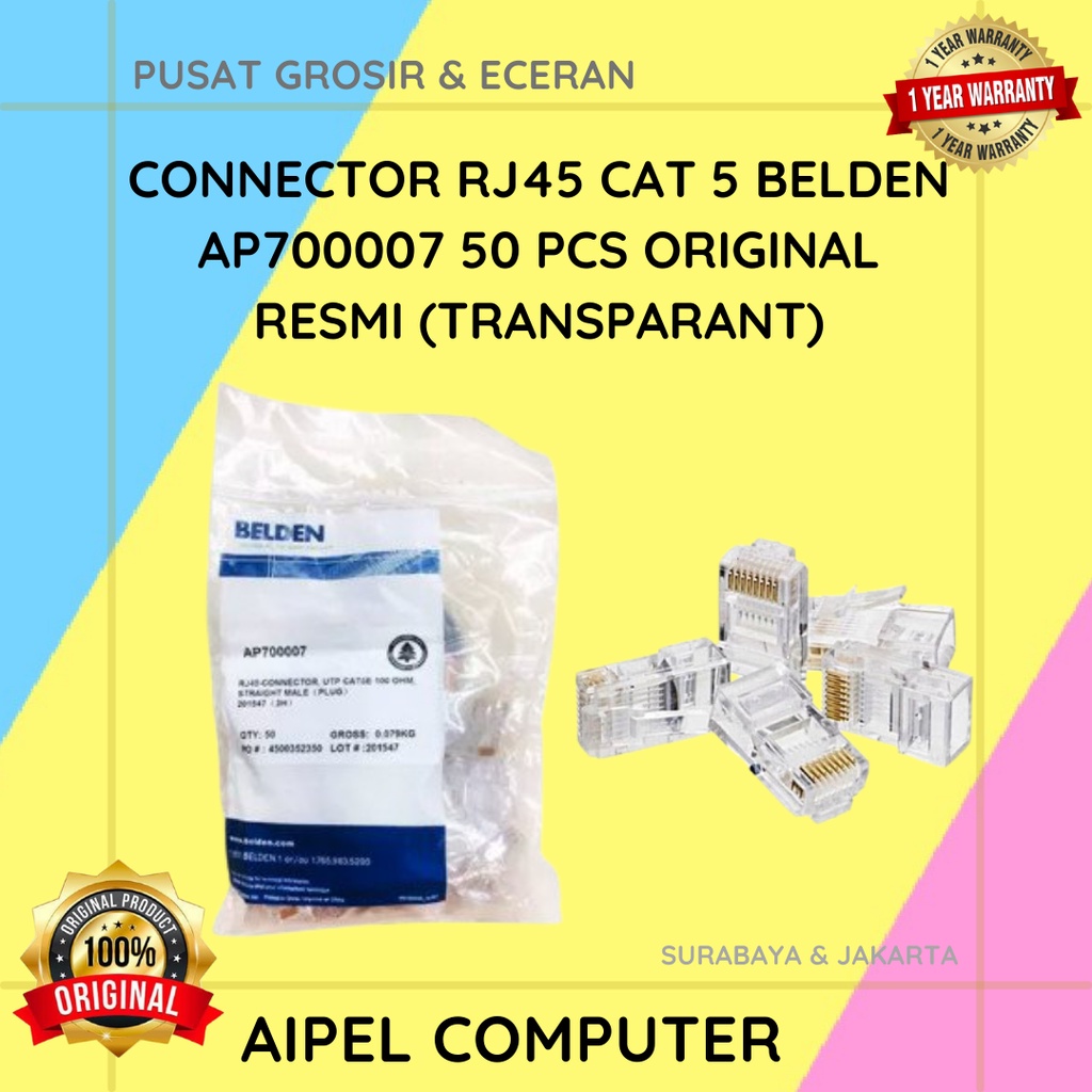 Jual AP700007 | CONNECTOR RJ45 CAT 5 BELDEN AP700007 50 PCS ORIGINAL ...