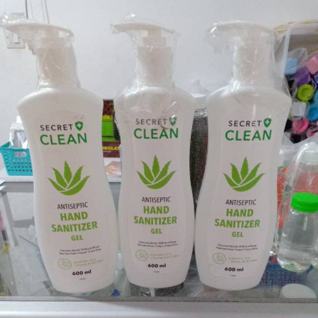 Jual 600ml izin Kemenkes hand sanitizer botol pump merk SECRET CLEAN ...