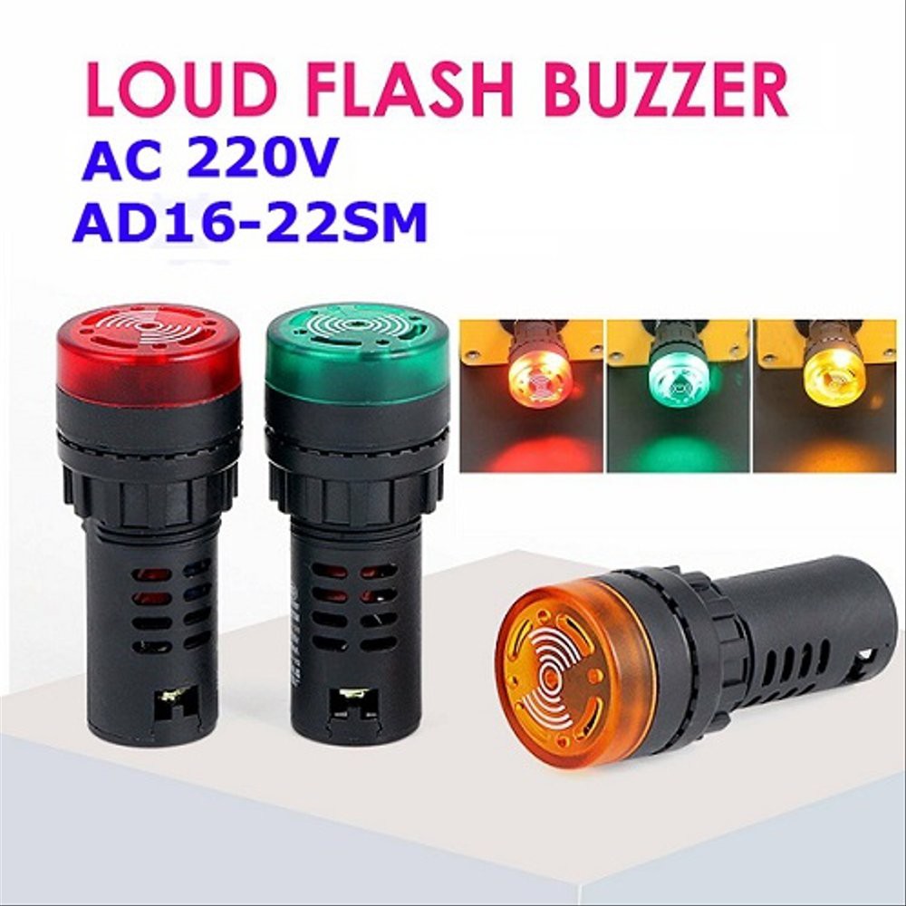 Jual FLASH BUZZER 220V DC/AC LED LIGHT PILOT LAMP ALARM SIGNAL | Shopee ...
