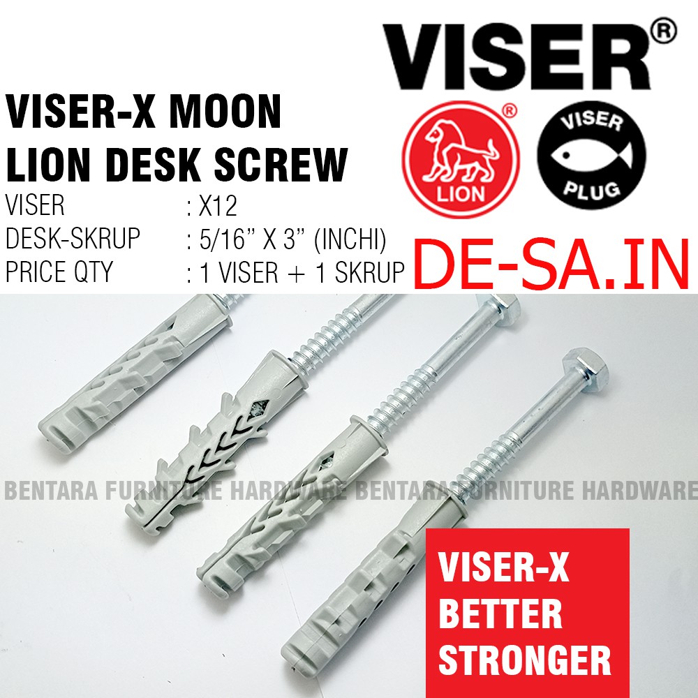 Jual Premium VISER X-12 + MOONLION DESK SKRUP 5/16" X 3" (INCHI) - LAG SCREW DESK SCREW SEKRUP ...
