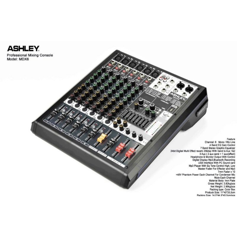 Jual Mixer Ashley MDX 6 / MDX6 6 CHANNEL ORIGINAL BLUETOOTH USB | Shopee Indonesia