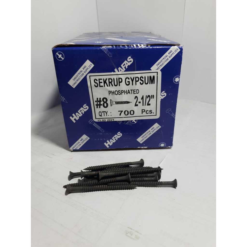 Jual Sekrup Gypsum 8x2-1/2" Hafas Per Kotak // Sekrup Drywall 8x2-1/2 ...