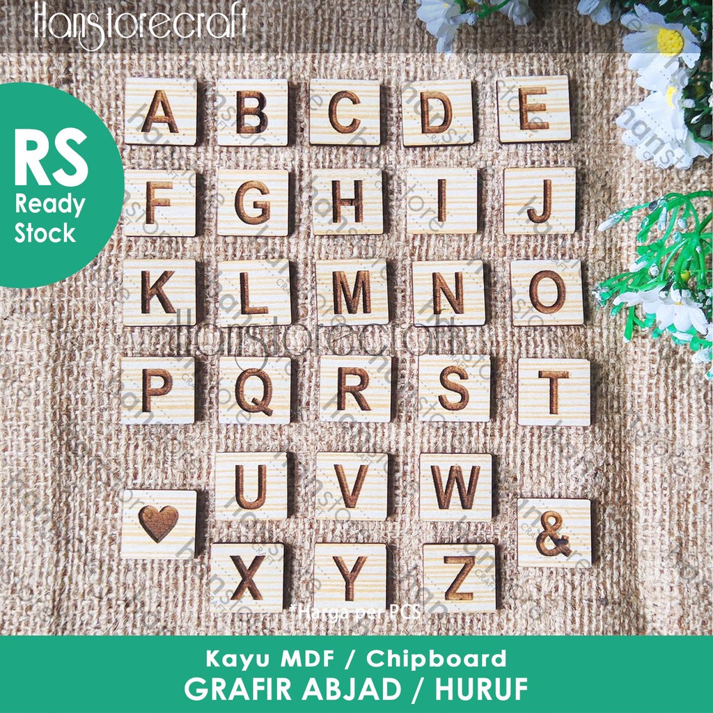 Jual RS Grafir Abjad / Huruf (A-P) Bahan Kayu Putih Motif / Mahar ...