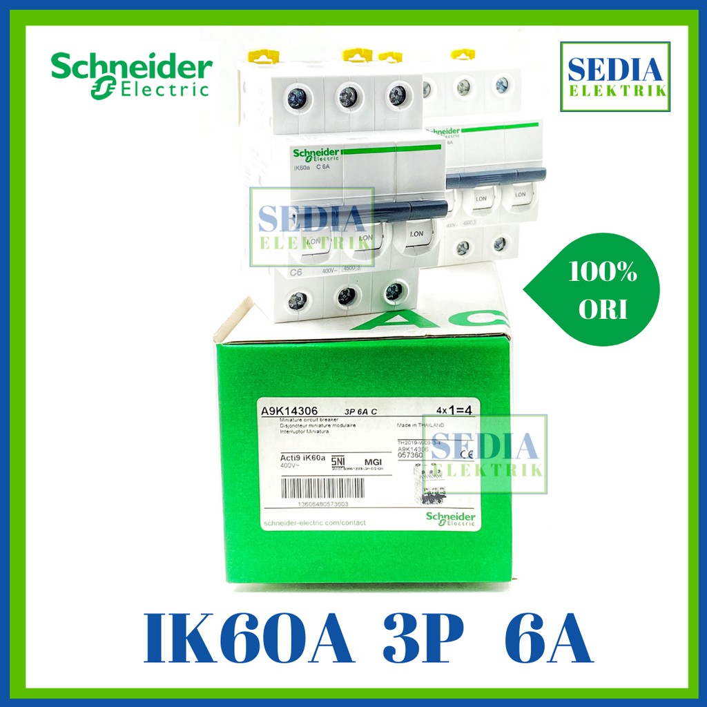 Jual MCB IK60A 3P SCHNEIDER IK60A-3PX6A 6A | Shopee Indonesia