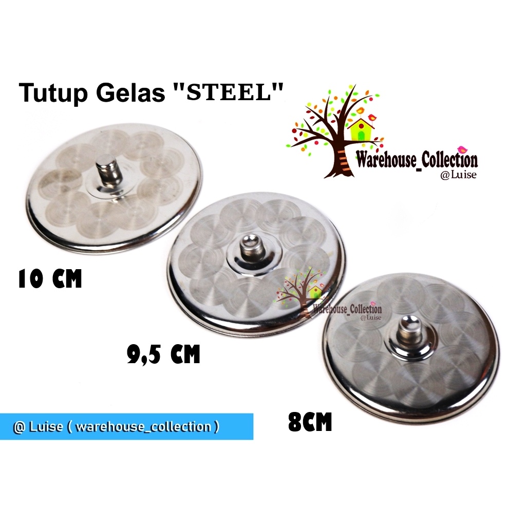 Jual TUTUP GELAS STAINLESS DIAMETER 8cm 9,5cm dan 10cm TEBAL / Tutup Gelas Stell | Shopee Indonesia