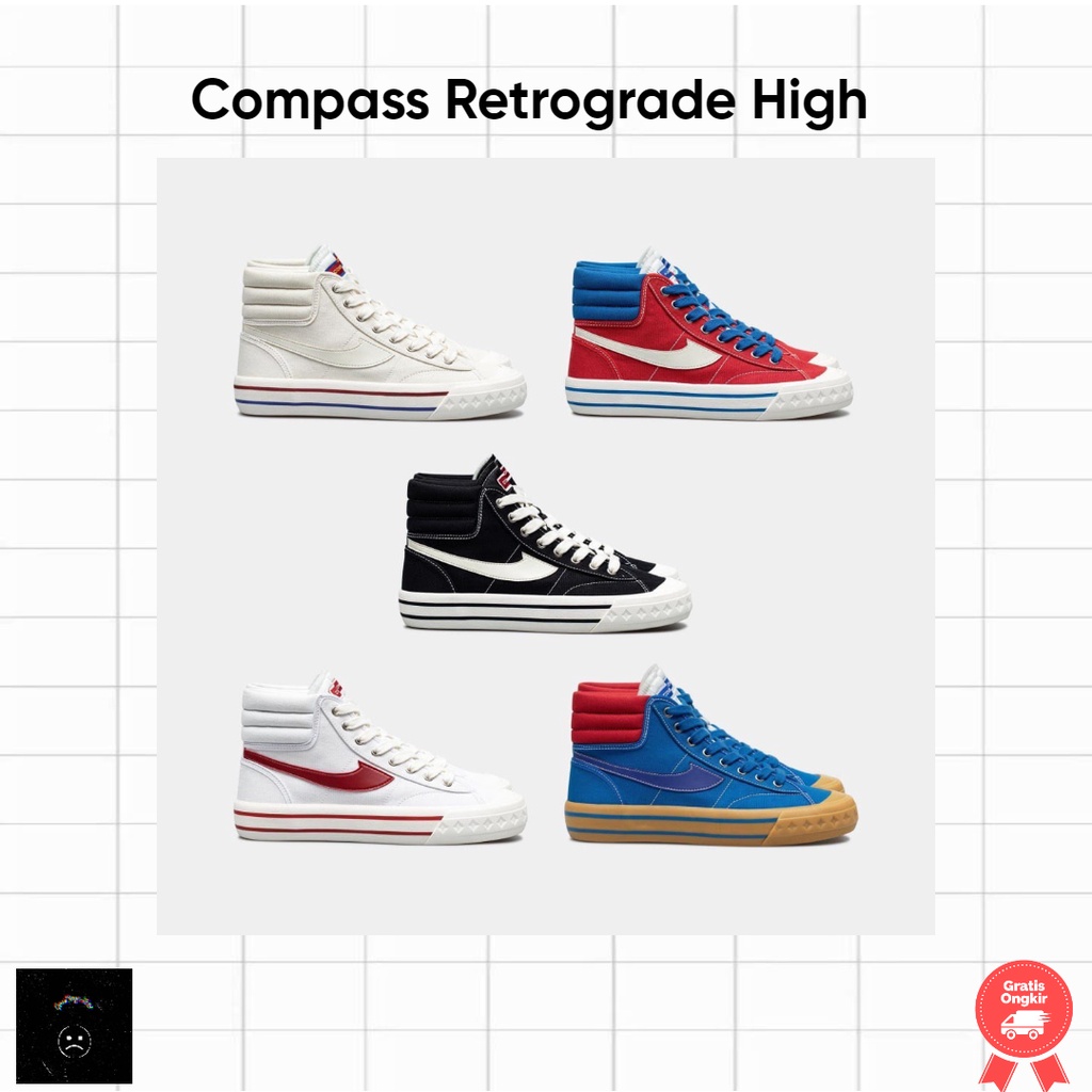 Jual Compass Retrograde High Black White, Red Retailer, White Red ...