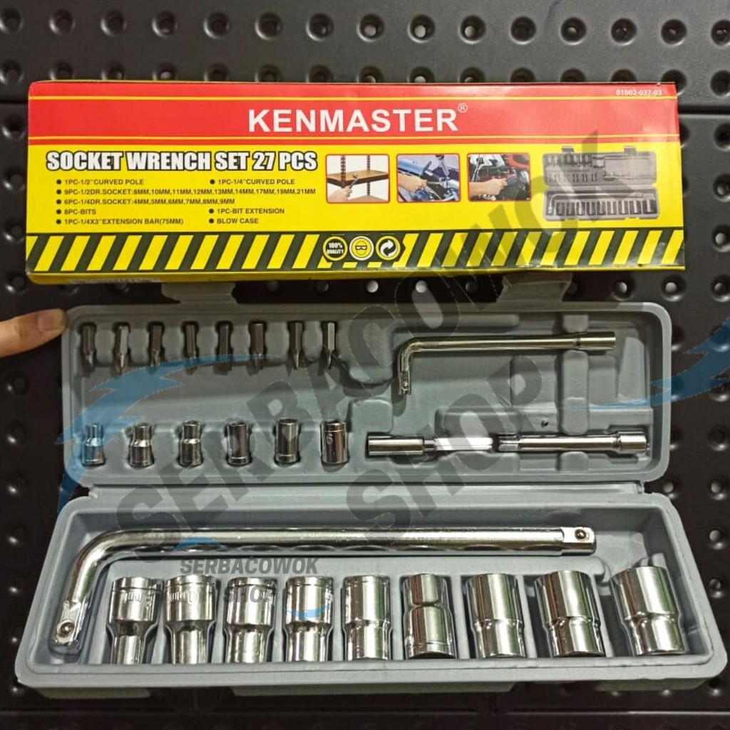 Jual Kenmaster Kunci Sok Set 27 Pcs Kunci Shock Set Socket Wrench Kunci ...