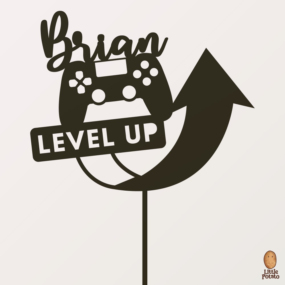 Jual Custom Cake Topper (Tusukan Kue) - Happy Birthday Gamer Level Up ...