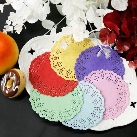 Jual Lace Hollow Paper - Colorful Doily Paper Round Series (10pcs ...