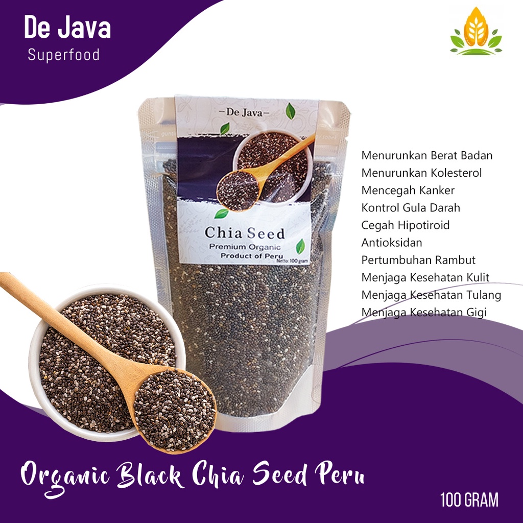 Jual Organic Black Chia Seed Peru Superfood 100 gram Chia Hitam Organik ...