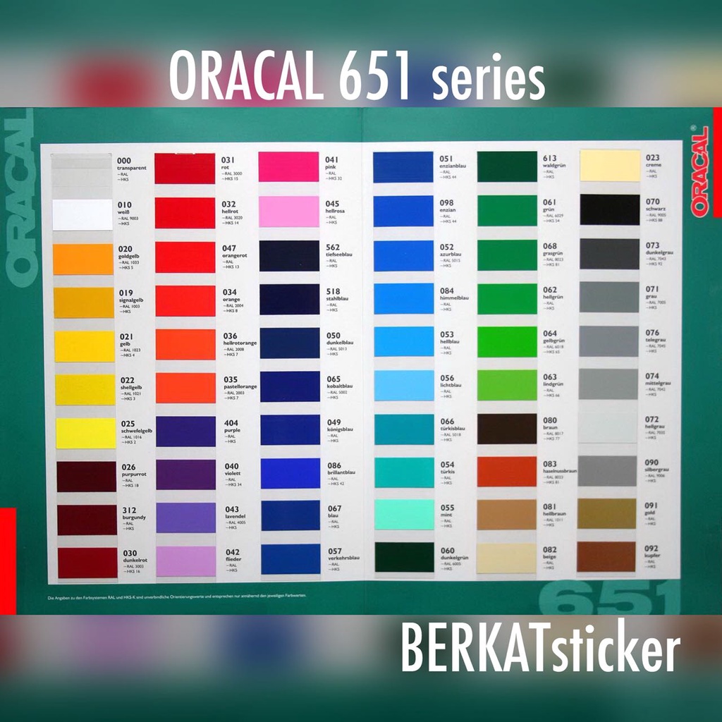 Jual Sticker ORACAL 651 series GLOSSY MATTE (126cmx100cm) stiker ...