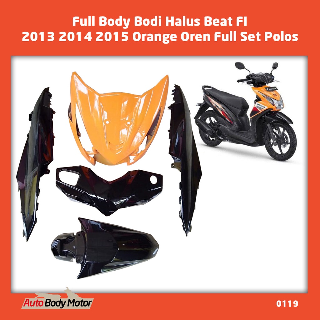 Jual Full BODY HALUS Honda Beat FI 2013-2015 Orange Oren Hitam Full Set ...