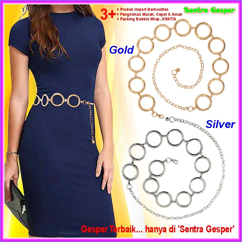Jual Sabuk Gesper Rantai Ring Ikat Pinggang untuk Wanita Belt Fashion Korea Cewek Rante Emas ...