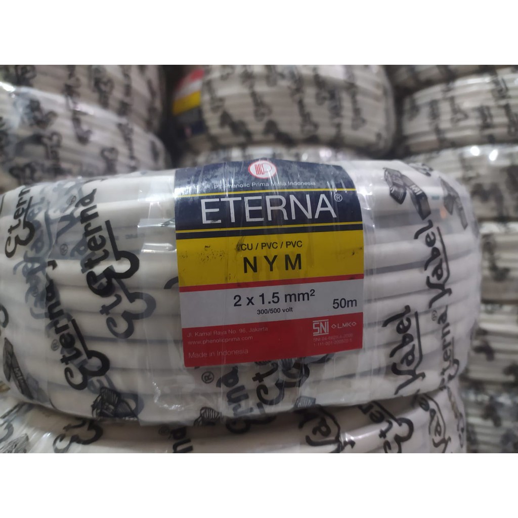 Jual Kabel Listrik Eterna NYM 2x1.5 50 METER ROLL | Shopee Indonesia