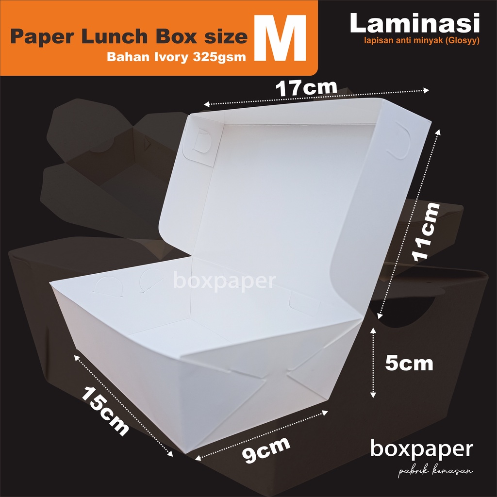 Jual Paper Lunch Box Size M ( IVORY POLOS isi 50pcs) Dus Kemasan Murah ...