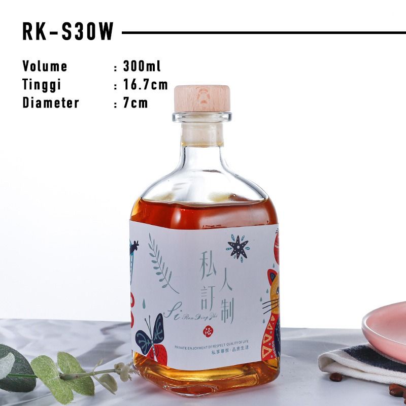 Jual Botol kaca liquor keren tutup cork kayu - 100ml - 250ml - 300ml ...