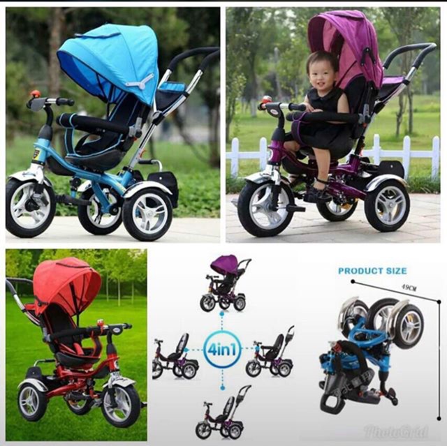 Jual Sepeda tricycle anak stroller canopy lipat sepeda anak roda tiga ...