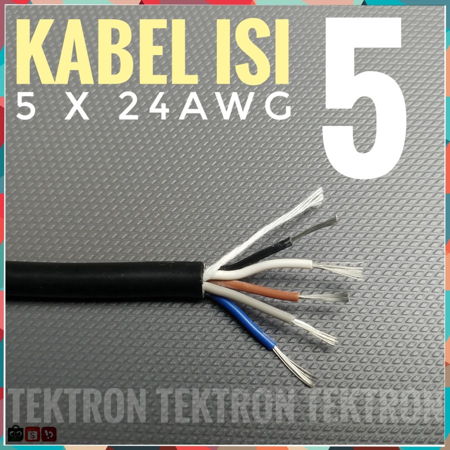 Jual Kabel isi 5w 24AWG 5x24AWG 5p 5 wires pin plus benang Power ...