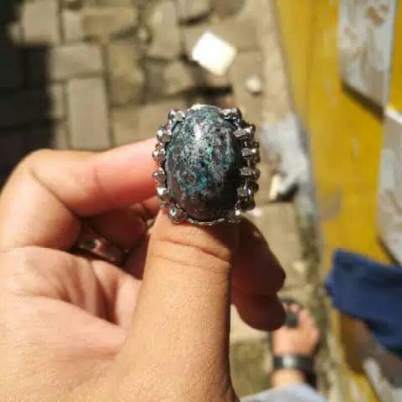 Jual cincin batu akik badar besi serat perak (S) | Shopee Indonesia