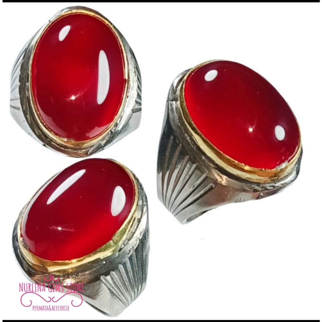 Jual Batu Cincin Asli Natural Akik Red Baron Kristal Ring Tanam High ...