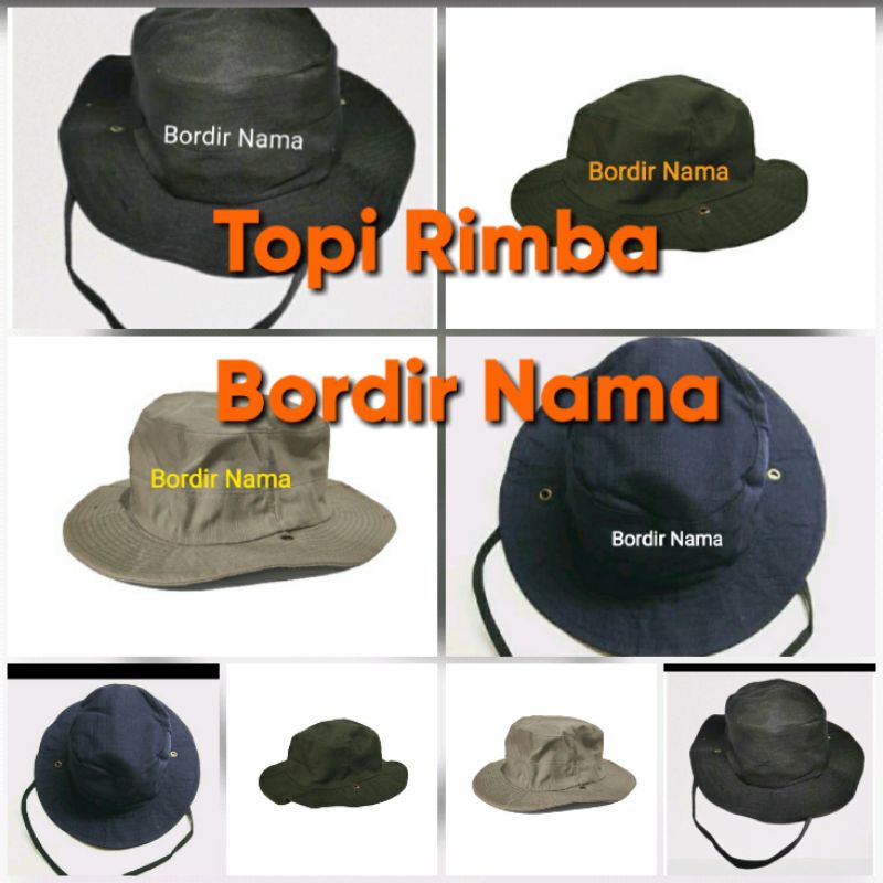 Jual Topi Rimba Bordir Nama / Rimba polos / Topi Hiking / Topi Hutan ...
