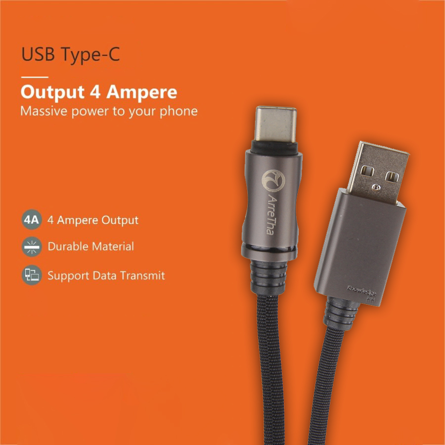 Jual Kabel Data Type C Arretha Book Usb Cable 4a Quick Charging Charger Type C Warna Random