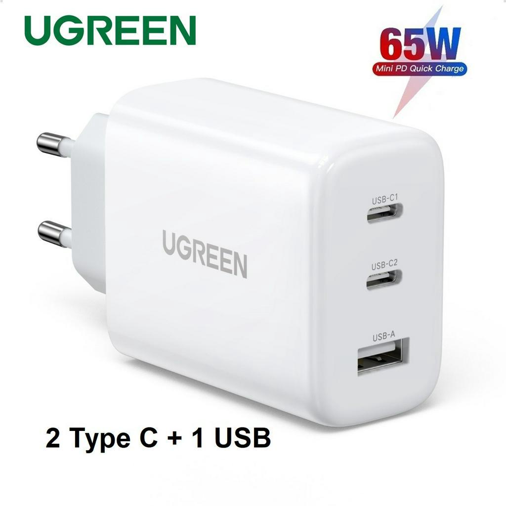 Jual UGREEN ORIGINAL Charger Adaptor 3 Port USB Type C 65W PD Super ...