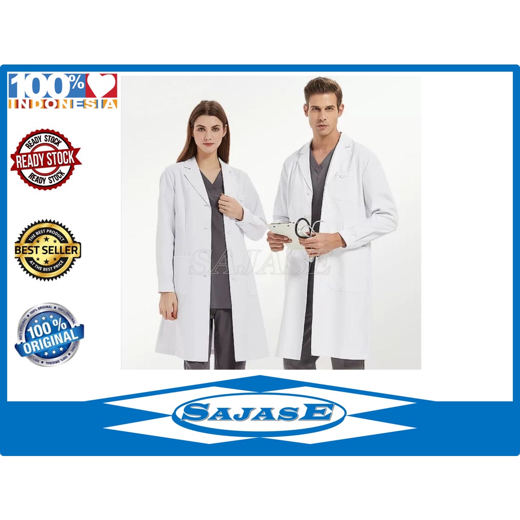 Jual Jas Laboratorium Lengan panjang Jaslab Dokter Lengang Pendek Bahan ...