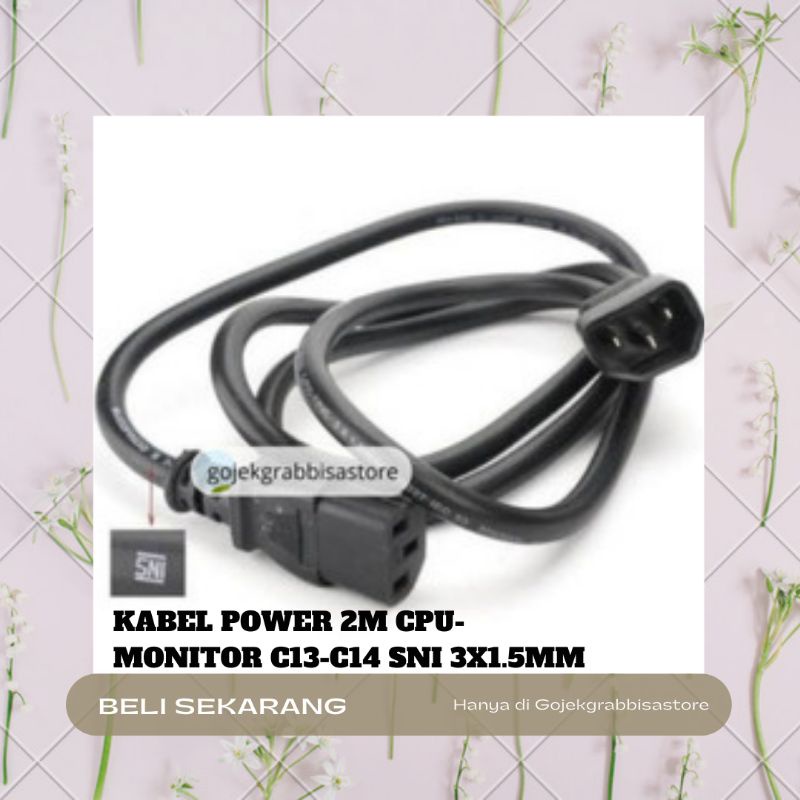 Jual KABEL POWER 2M CPU-MONITOR C13-C14 SNI 3X1.5mm | Shopee Indonesia