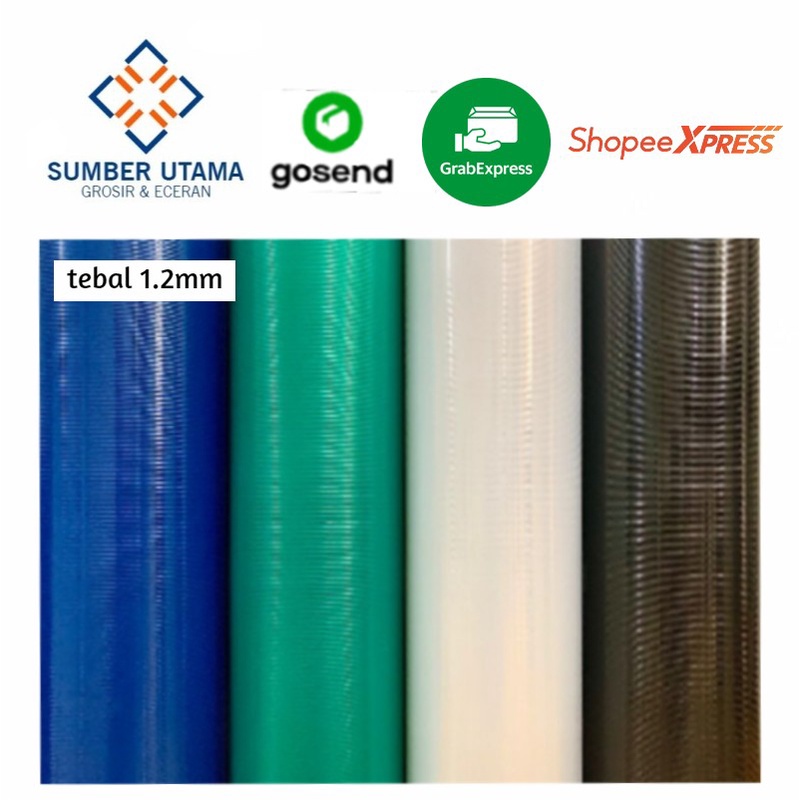 Jual Fiber Plastik Penutup Pagar GARIS Biru putih hitam hijau per meter ...