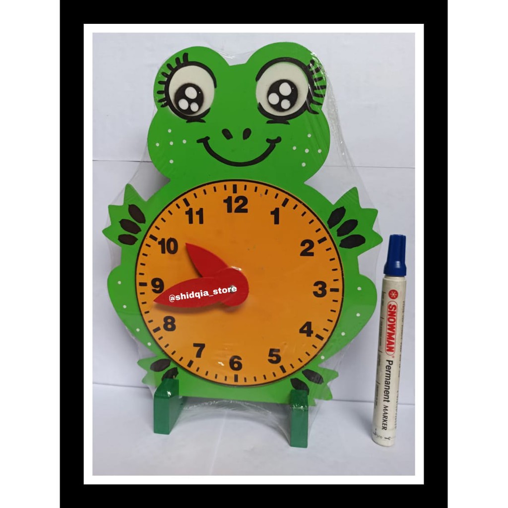 Jual Mainan Edukasi Anak Jam Kayu Belajar Waktu - Miniatur Jam Katak ...