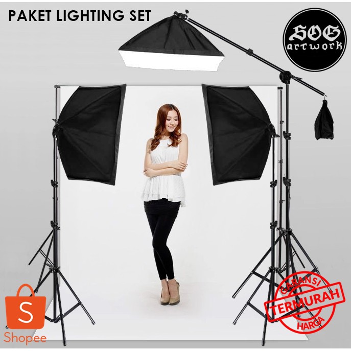 Jual Paket Lighting Lampu Studio video Continuoes Kit stand Boom arm ...