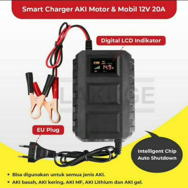 Jual Cas Aki 12V 20A Smart Intellegent Chips Lcd Indikator | Shopee Indonesia