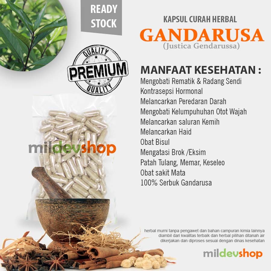 Jual GANDARUSA 100 Kapsul Herbal Bisul Eksim Rematik Bells Palsy Sakit ...