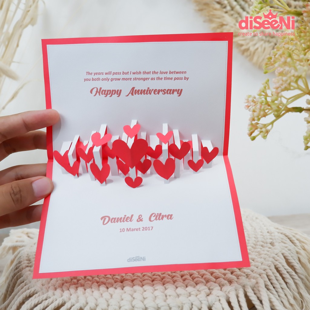 Jual Kartu Anniversary Pop Up 3D Kartu Ucapan Greetingcard Pop up 3D ...