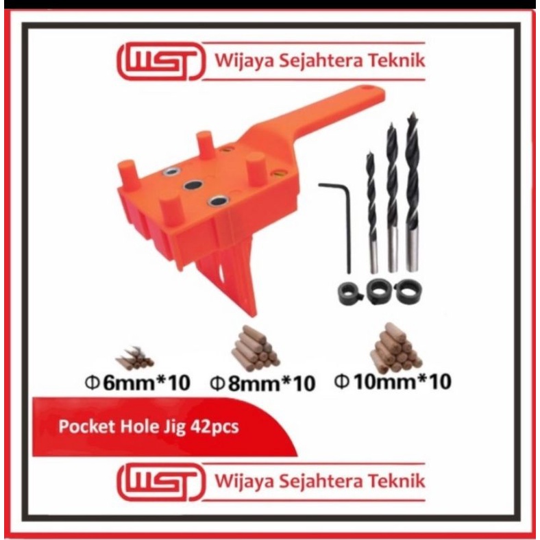 Jual pocket hole jig set Dowel jig driil Pelubang sekrup set 42 pcs ...