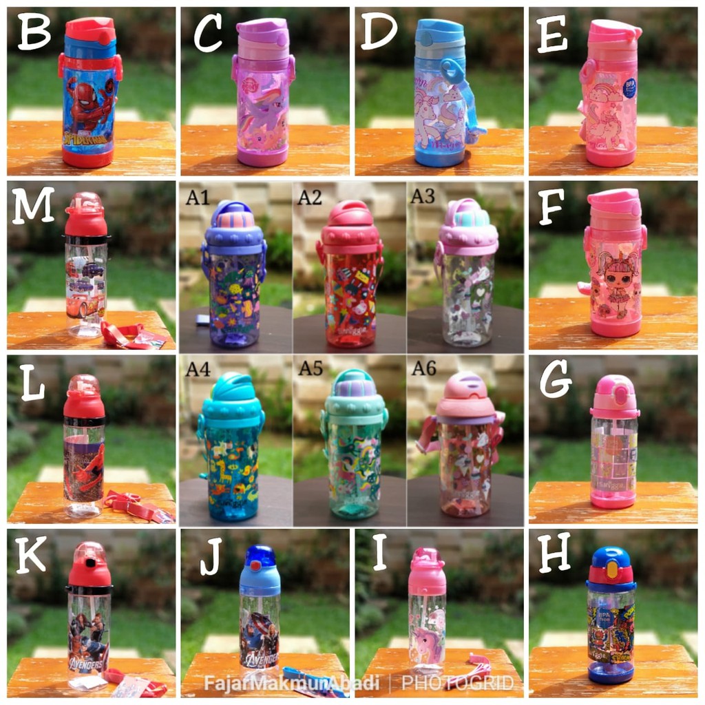 Jual BOTOL MINUM SEKOLAH ANAK TK SD 500 ML / BOTOL MINUM KARAKTER 600 ...