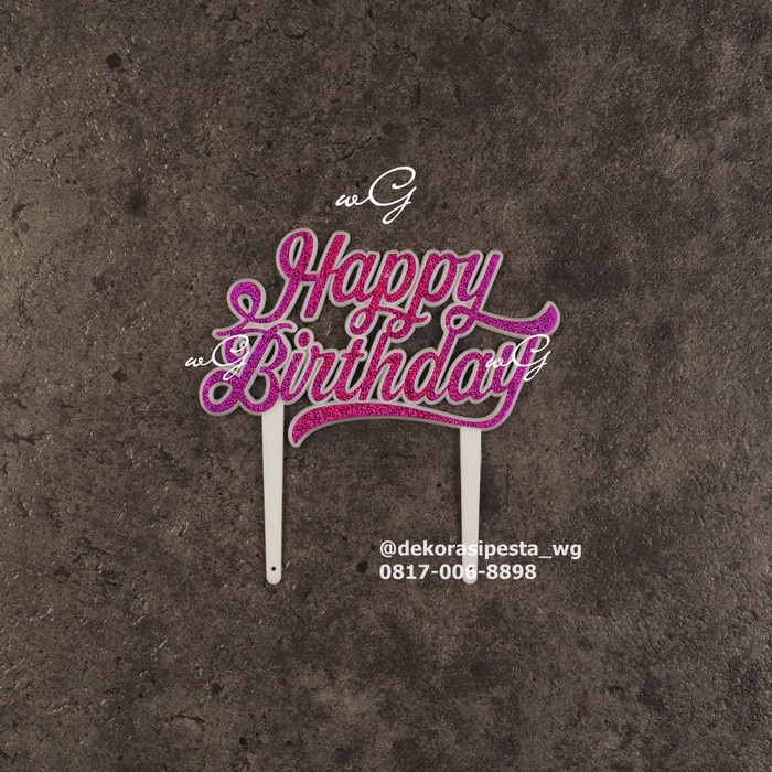 Jual Topper Cake / Hiasan Kue - Happy Birthday - Motif 3 - Ungu ...