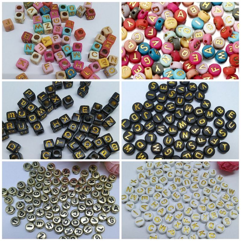 Jual (15 Gram - 20 Gram) Manik Huruf Abjad Emas Bundar Pipih dan kotak ...