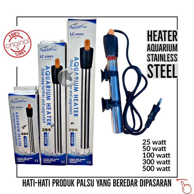 Jual HEATER STAINLESS STEEL ORIGINAL PEMANAS PENGHANGAT AIR AQUARIUM 25 ...