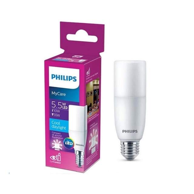 Jual Philips Stick MyCare LED BULB 5.5W (Cool White, Cool Daylight, Warm White) | Shopee Indonesia