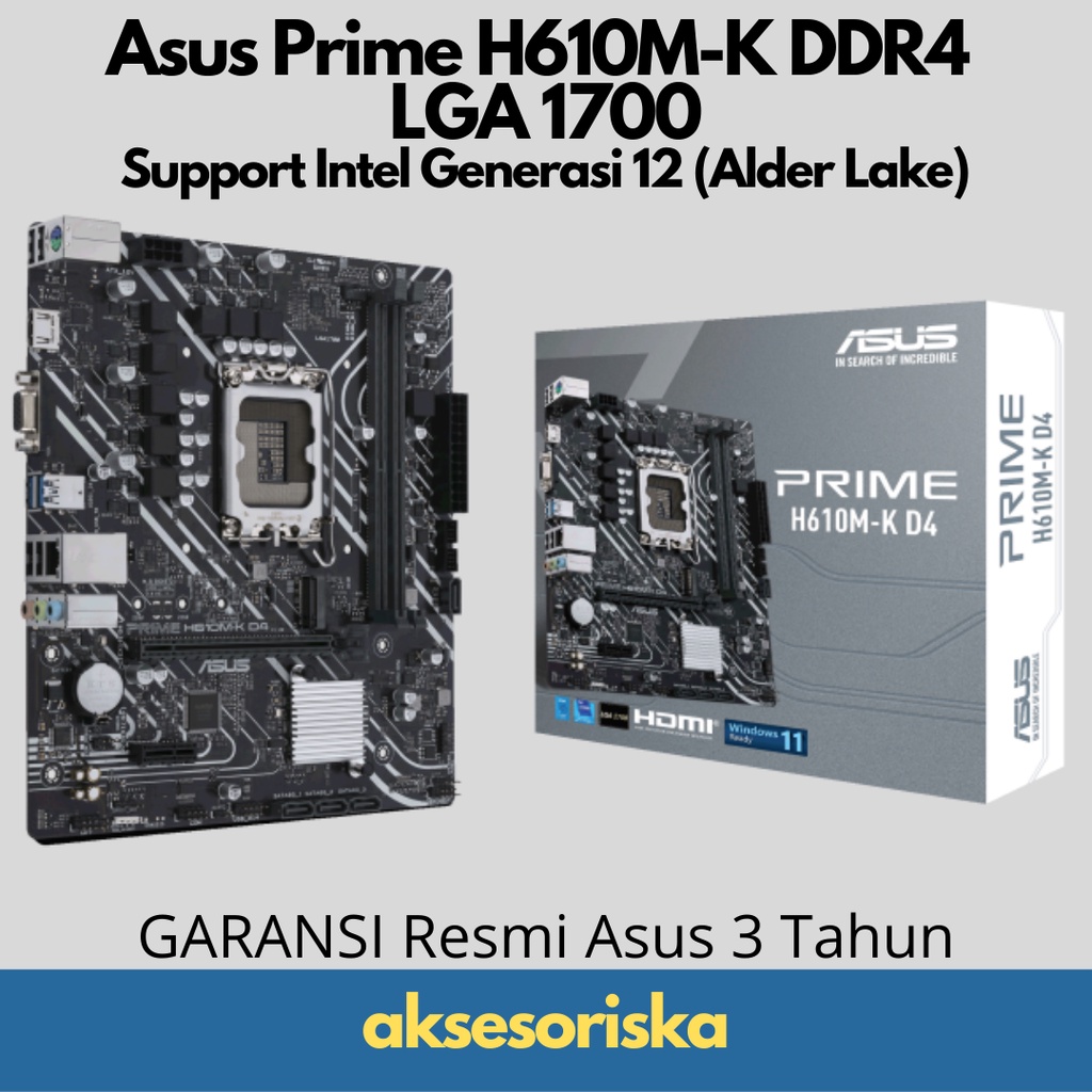 Jual Motherboard Mainboard ASUS Prime H610M-K D4 Intel H610 LGA1700 DDR4 Alder Lake | Shopee ...