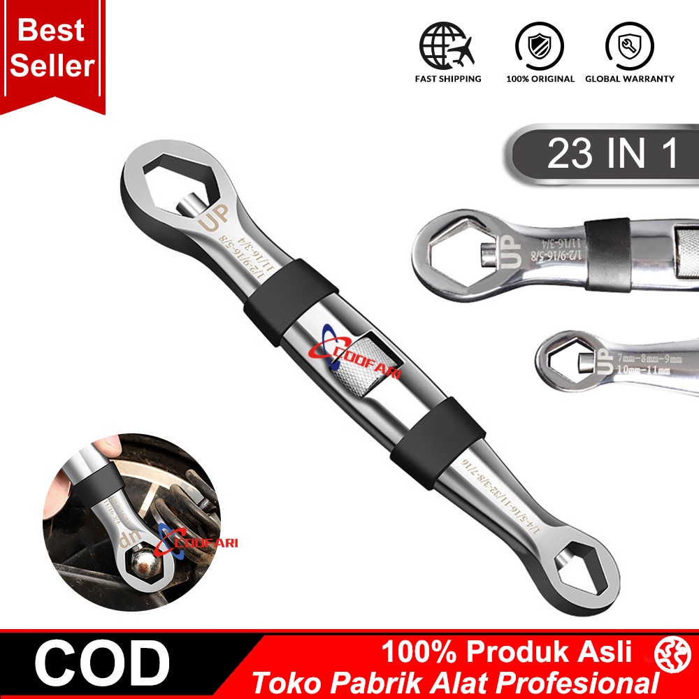 Jual Universal 23 Di 1 Kunci Pas Ratchet Kunci Pas Adjustable 7-19 Mm Kunci Universal Open End ...