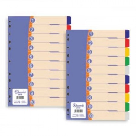 Jual BAMBI Divider Plastic Folio 10 WARNA 2510 (Pembatas Binder Plastik ...