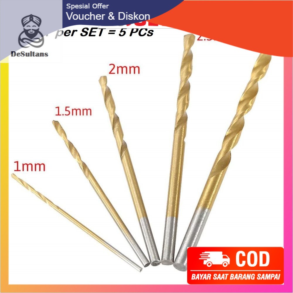 Jual SET 5pcs MATA BOR MINI 1-3mm Titanium Coated HSS High Speed Steel ...