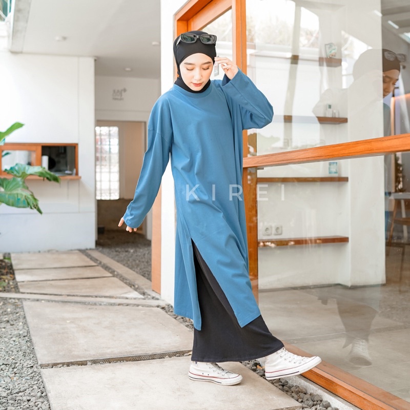 Jual Kirei Outfit - Midi Dress Tunic Slit Oversize Busui Nonbusui ...