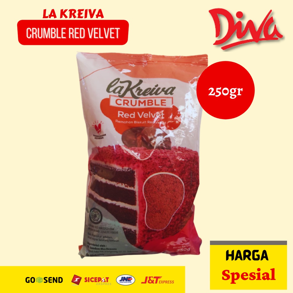 Jual [250gr] La Kreiva Crumble Red Velvet Kemasan / Remahan Red Velvet ...