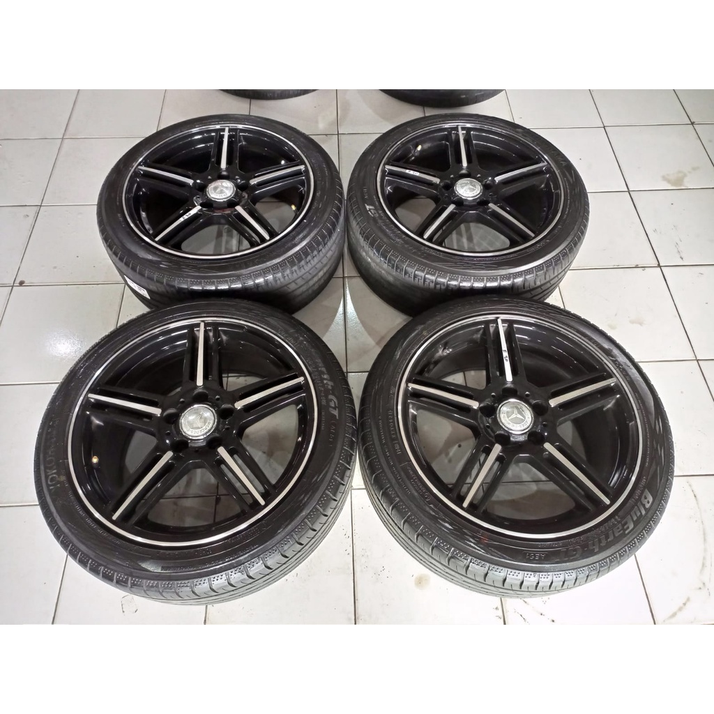 Jual velg mobil bekas racing hsr bluemen mercy ring 17 lebar 8,5 pcd 5x112 + ban yokohama 225/45 ...