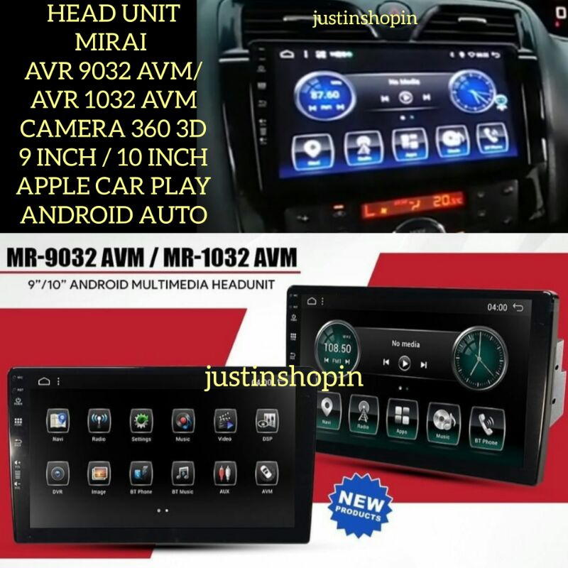Jual HEAD UNIT MIRAI 9/10 INCH MR 9032 / MR 1032 AVM WITH CAMERA 360 3D | Shopee Indonesia